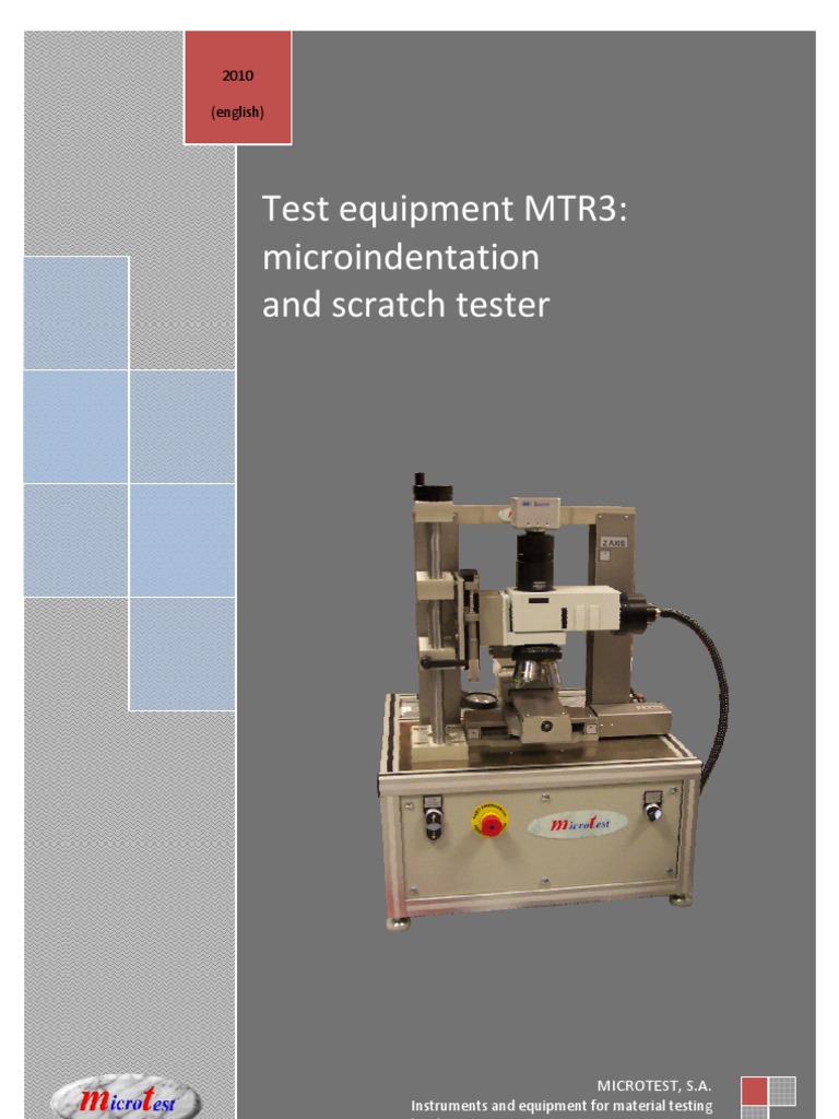 Micro-Indentation and Scratch Tester MTR3 MICROTEST | Download Free PDF ...
