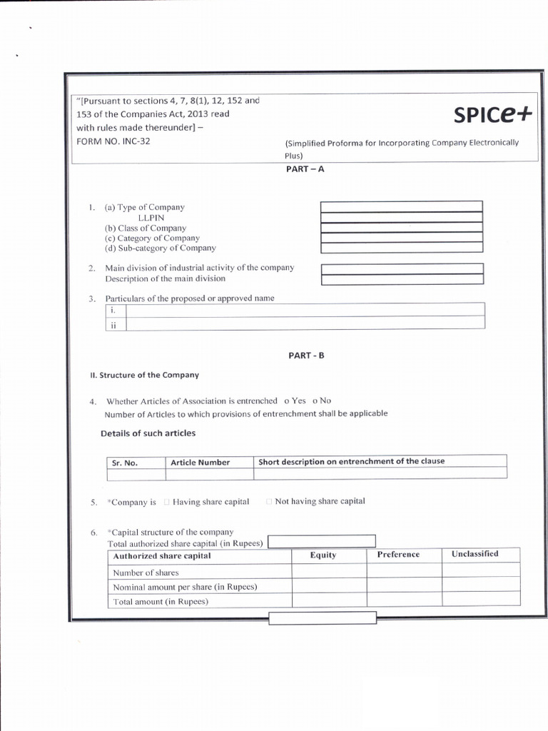 SPICe+ Webform | PDF | Identity Document | Business