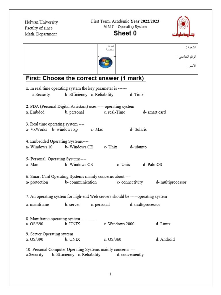 OS Sheet | PDF | Operating System | Computer File OS Sheet | PDF | Operating System | Computer File