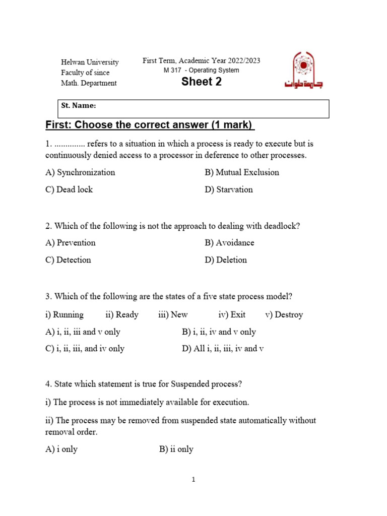 OS Sheet (3) | PDF | Process (Computing) | Thread (Computing)