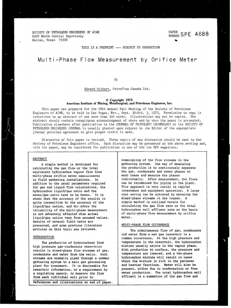 Multi-Phase Flow Measurment by Orifice Meter | PDF | Flow Measurement ...