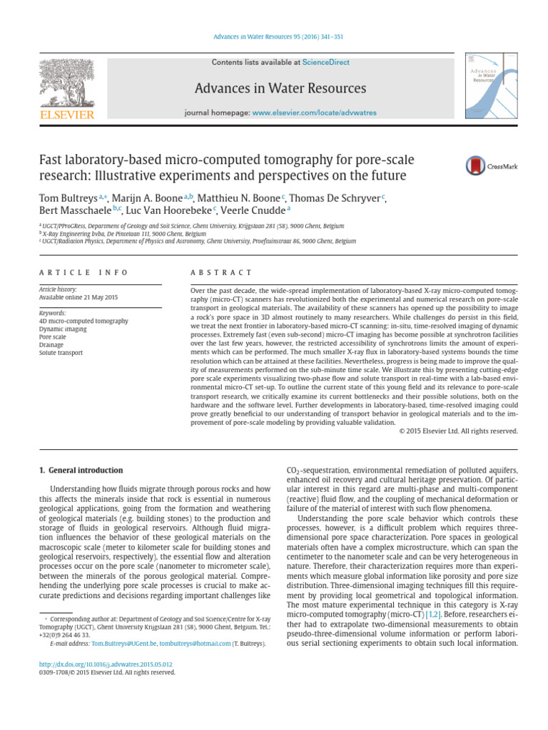 Bultreys Et Al - Fast Lab-Based Micro-Ct For Pore Scale Research | PDF ...