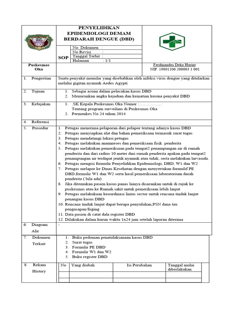Prosedur Penyelidikan DBD Puskesmas Oka | PDF | Pengembangan Diri