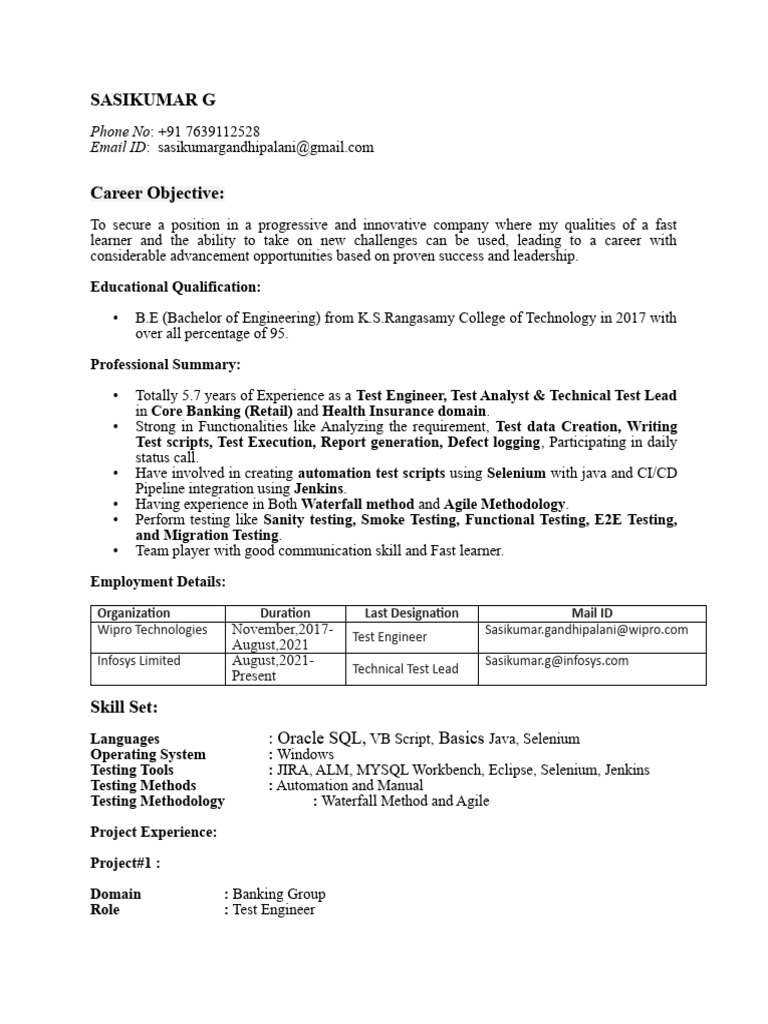 SasikumarG__Resume | PDF | Selenium (Software) | Debit Card