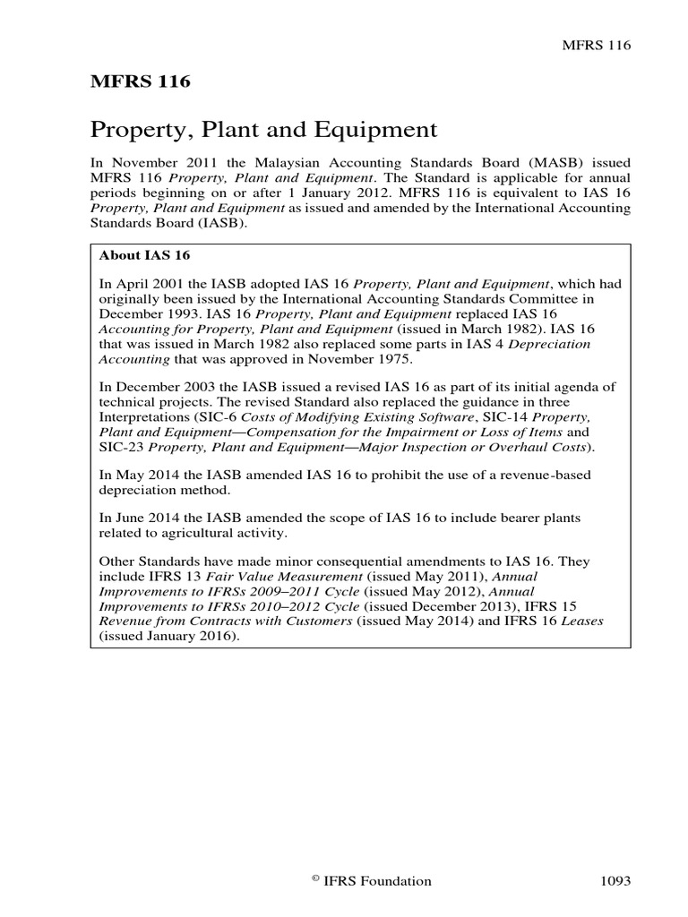 BV2018 - MFRS 116 Property, Plant and Equipment | PDF | Fair Value ...
