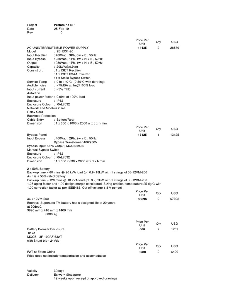 Quotation Pertamina EP | PDF | Rectifier | Power Inverter