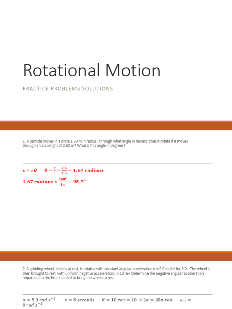 Rotational Motion Solutionsx | PDF | Acceleration | Speed