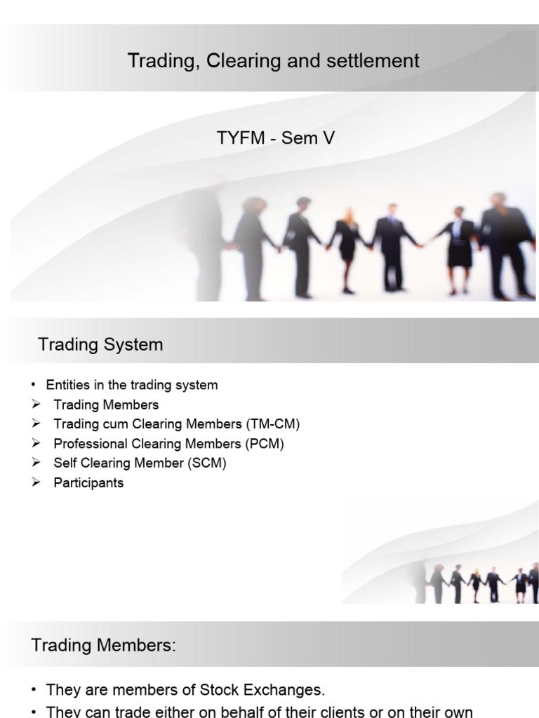 Trading Clearing and Settlement in Derivatives Market | PDF | Futures ...
