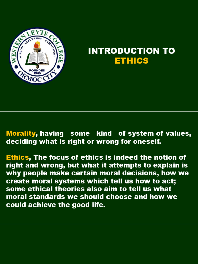 Ethics PPT 1 | PDF | Virtue Ethics | Morality