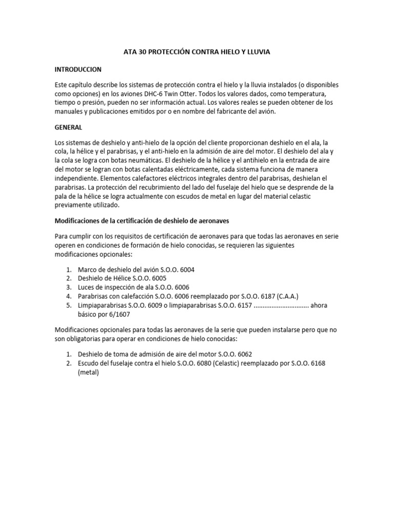 ATA 30 - PROTECCION CONTRA HIELO Y LLUVIA - Completo - 053010 | PDF | Relé | Ingeniería mecánica