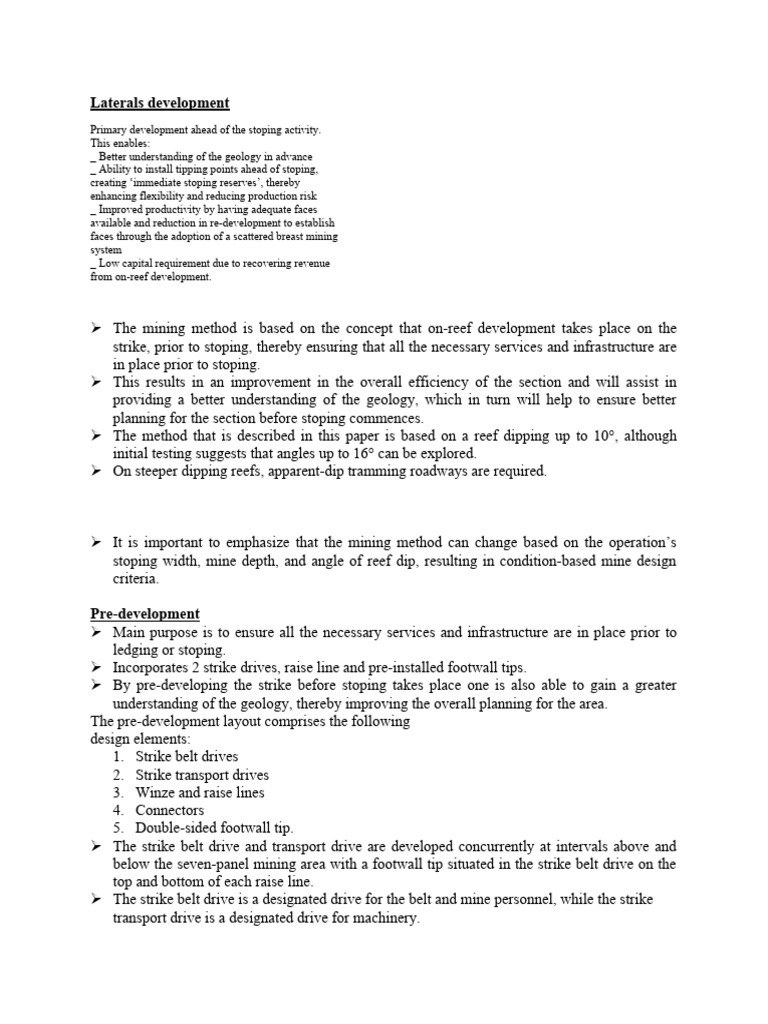 Laterals Development | PDF | Belt (Mechanical) | Mining
