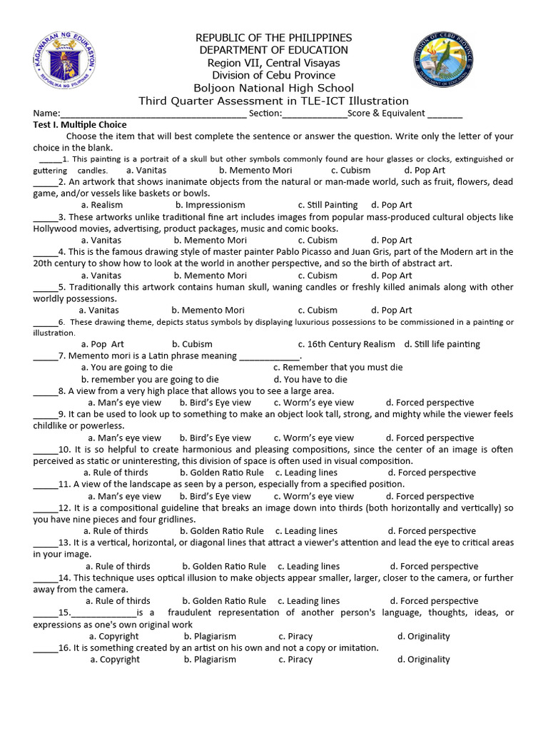 Tle-Illustration 3RD Periodical Test | PDF | Composition (Visual Arts ...