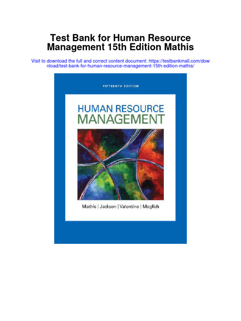 Test Bank For Human Resource Management 15th Edition Mathis Pdf