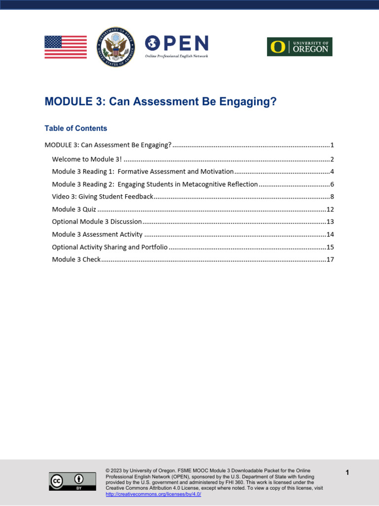 FSME MOOC Module 3 Packet | PDF | Educational Assessment | Metacognition