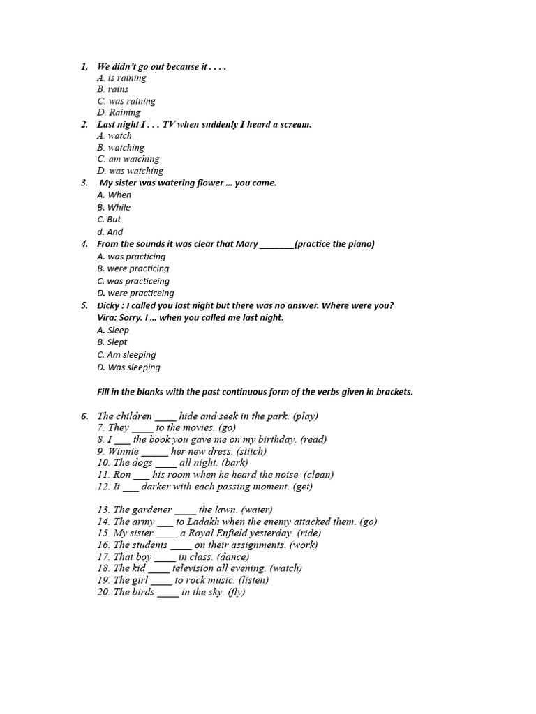 Past Continuous Tense | PDF