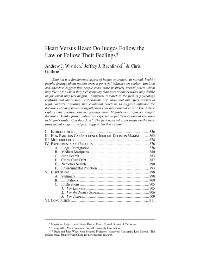 Judges Feelings and Law | PDF | Emotions | Representativeness Heuristic