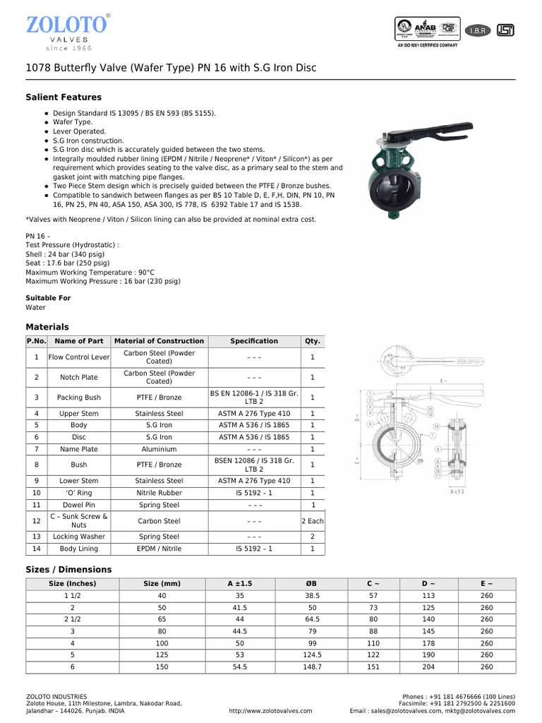 Butterfly Valve | PDF | Valve | Building Materials