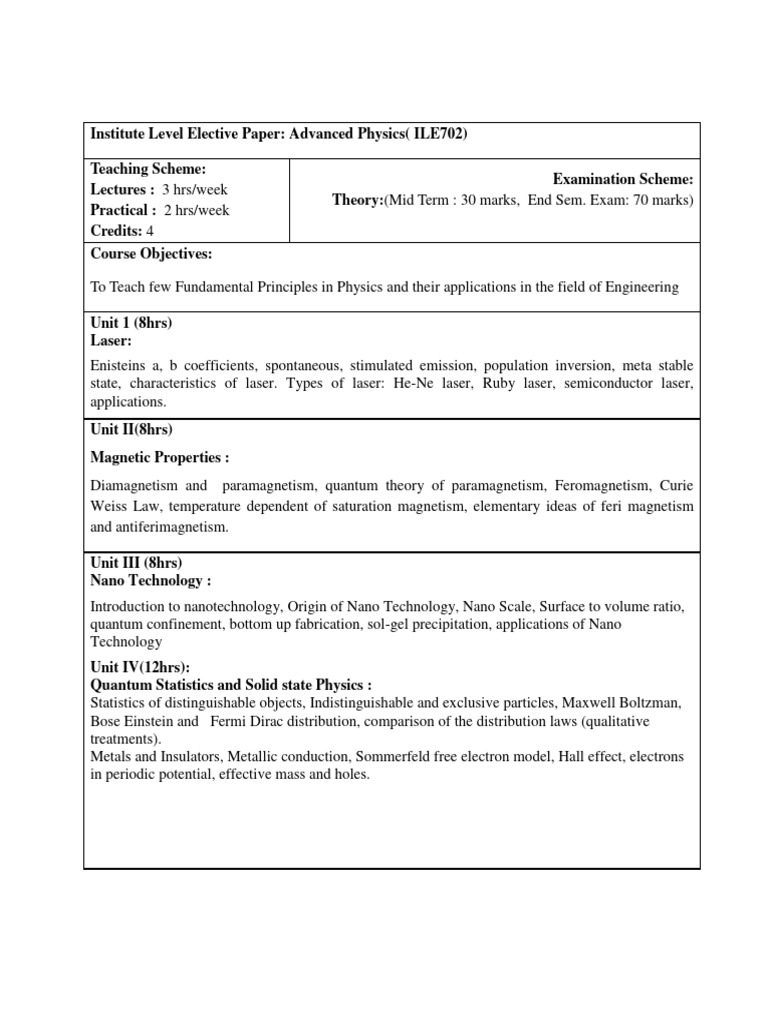 Advanced Physics | PDF | Physics | Laser