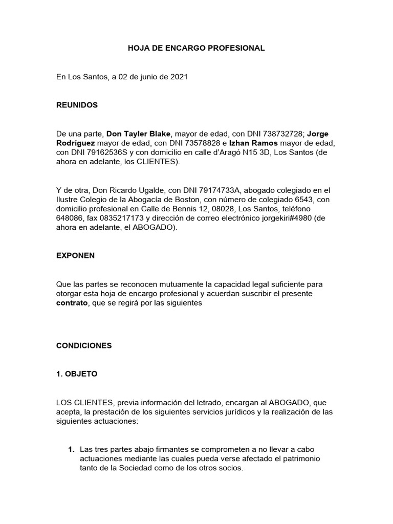Hoja de Encargo Profesional-2 | PDF | Justicia | Crimen y violencia