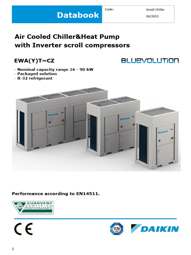 Databook - EWA (Y) T-CZ (N-P-H) Daikin EN - Rev6 | PDF | Heat Exchanger | Heat Pump