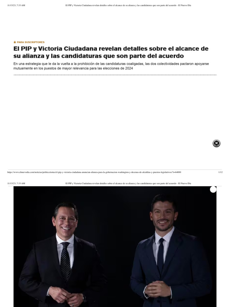 El PIP y Victoria Ciudadana revelan detalles sobre el alcance de su ...