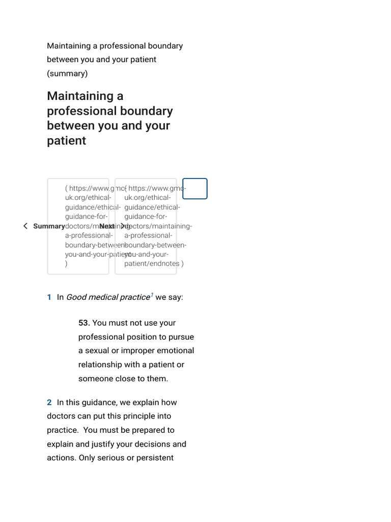 Maintaining A Professional Boundary Between You and Your Patient - Professional Standards - GMC ...