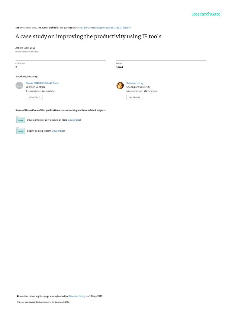 A Case Study On Improving The Productivity Using Ie Tools | PDF | Lean Manufacturing ...