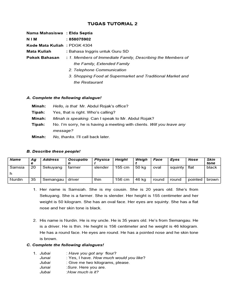 Tugas Tutorial 2 Bahasa inggris | PDF