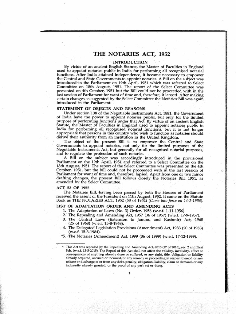Notaries Act 1952 | PDF | Notary Public | Affidavit
