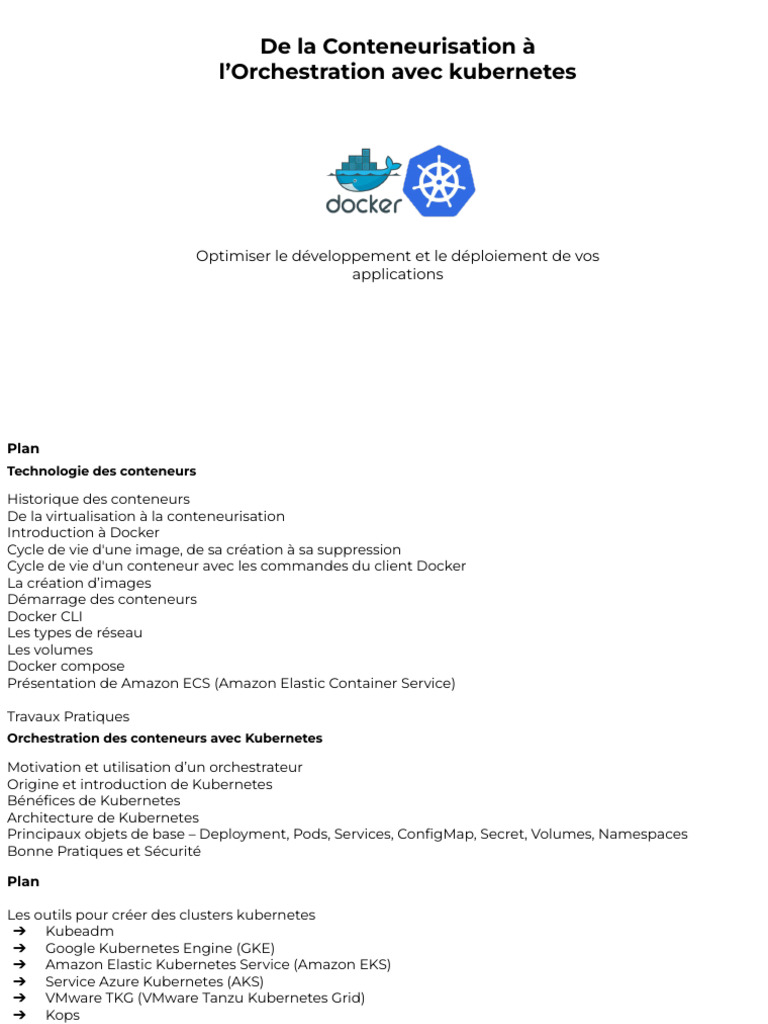 De La Conteneurisation À L'orchestration Avec Kubernetes | PDF ...