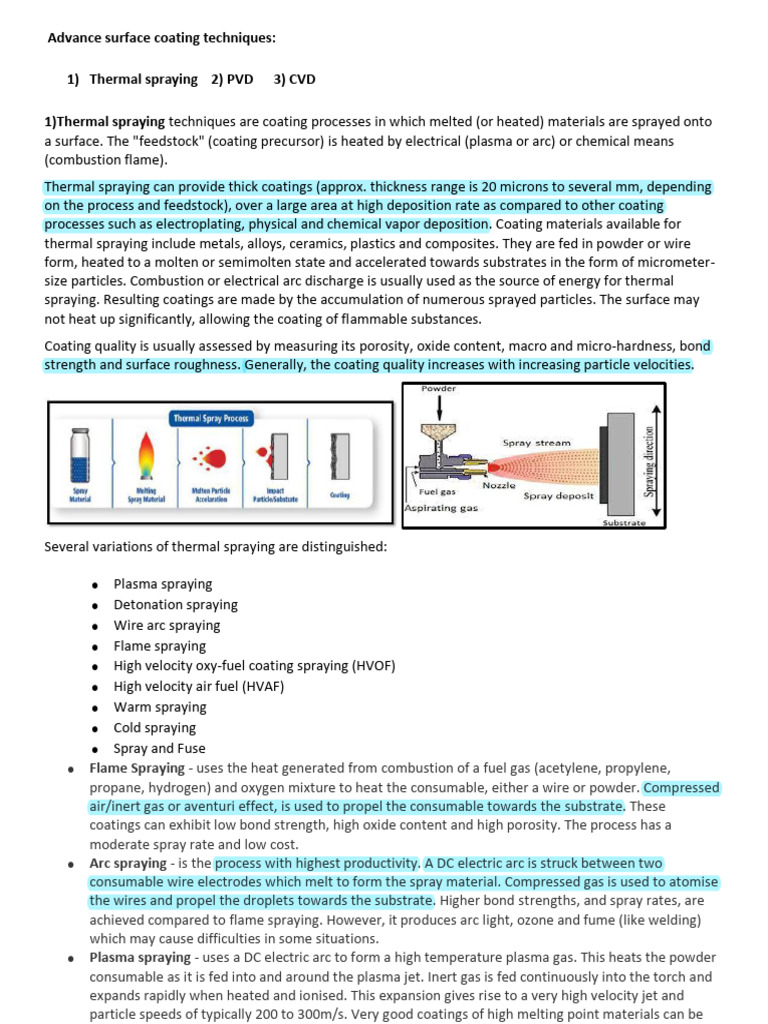 Advance Surface Coating Techniques | PDF | Chemical Vapor Deposition | Sputtering