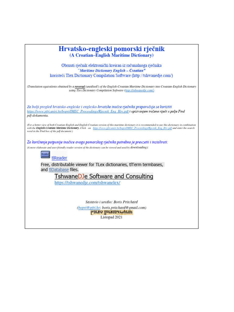 Pomorski Super Rjecnik HRV Eng | PDF | Bachelor Of Science | Dredging