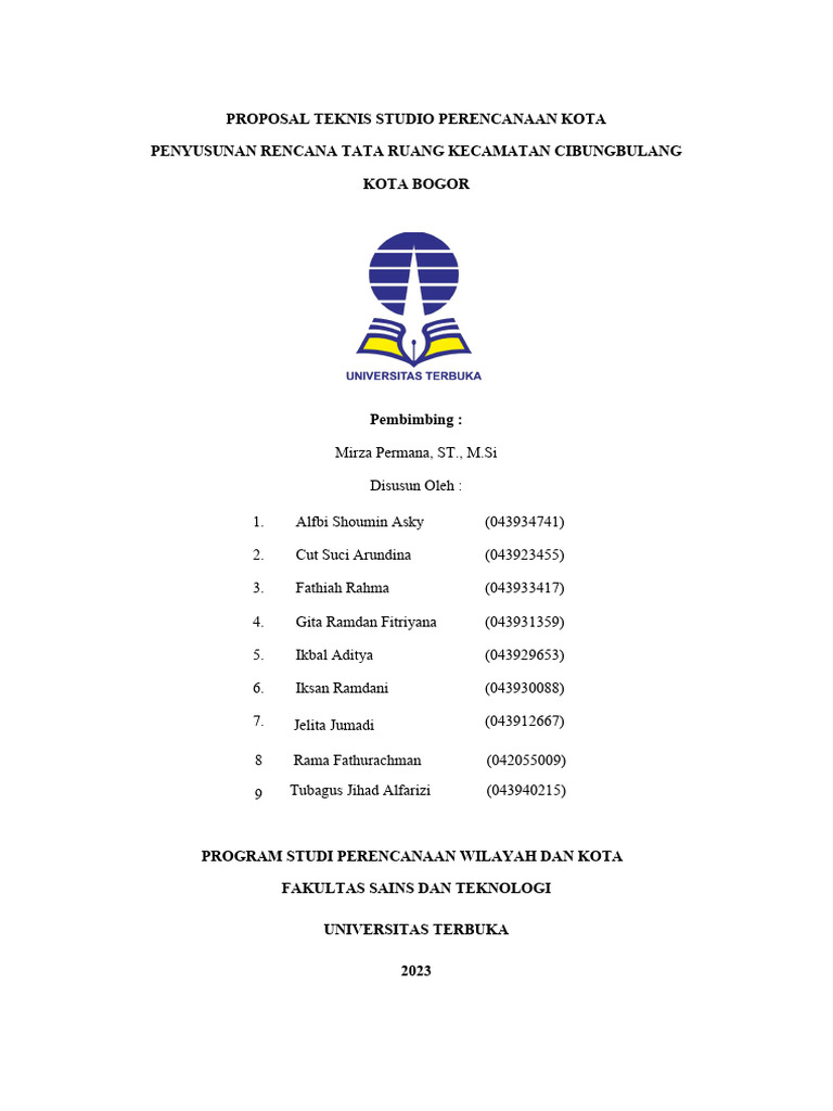 Proposal Teknis Studio Perencanaan Kota | PDF
