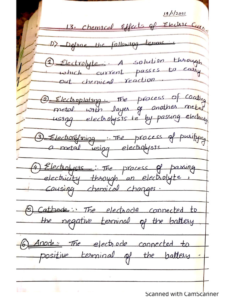 Chemical Effects of Electric Current. Class 8 | PDF
