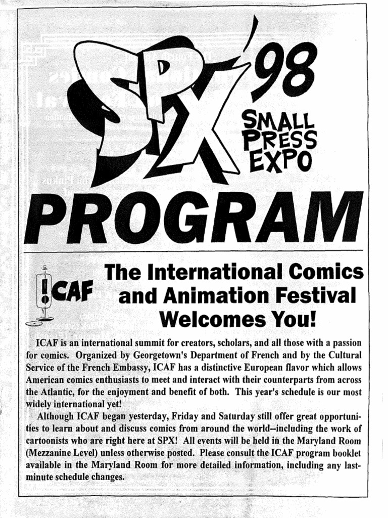 Small Press Expo SPX 98 Program | PDF | Comics | Cartooning