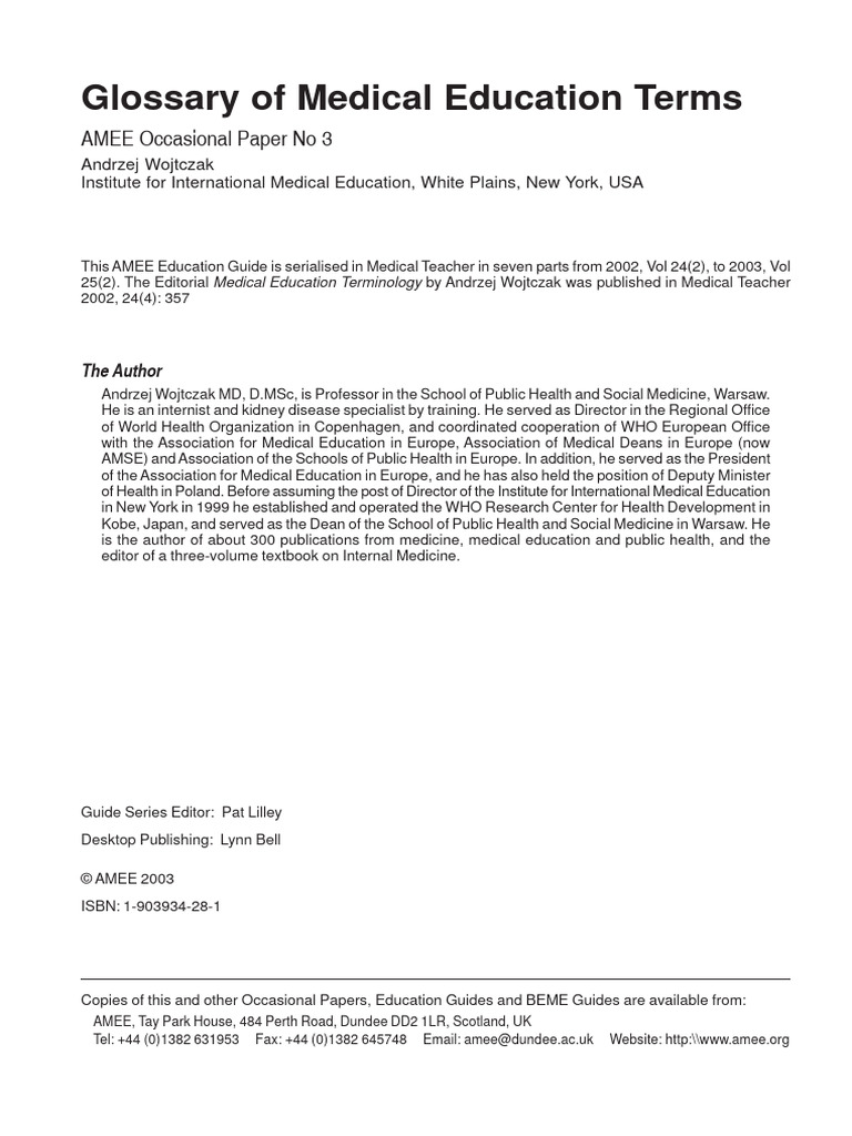 Glossary of Medical Education Terms Part | PDF | Evaluation ...
