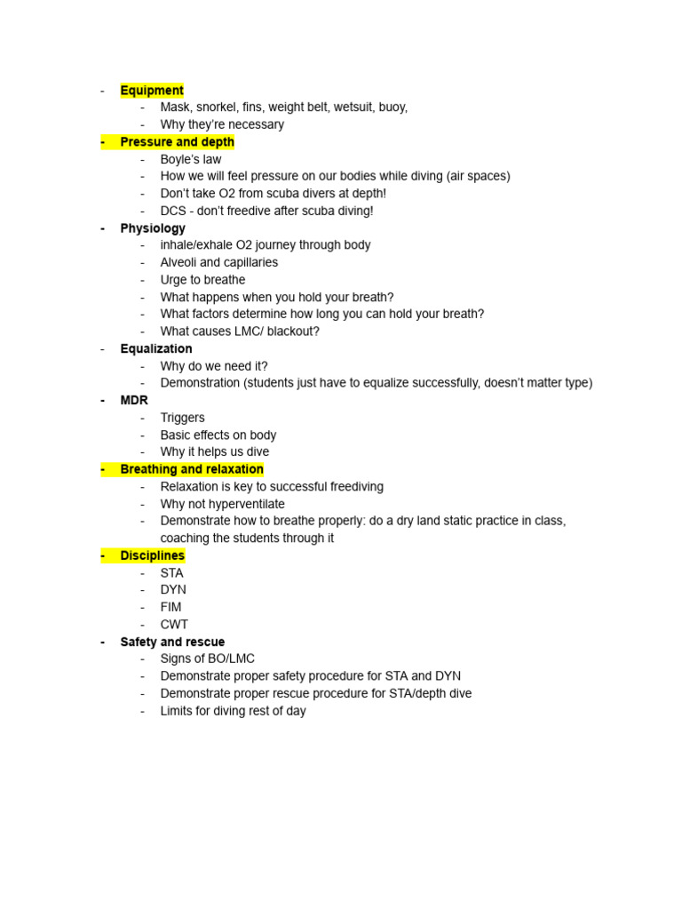 Freediving Essentials: Safety and Techniques | PDF