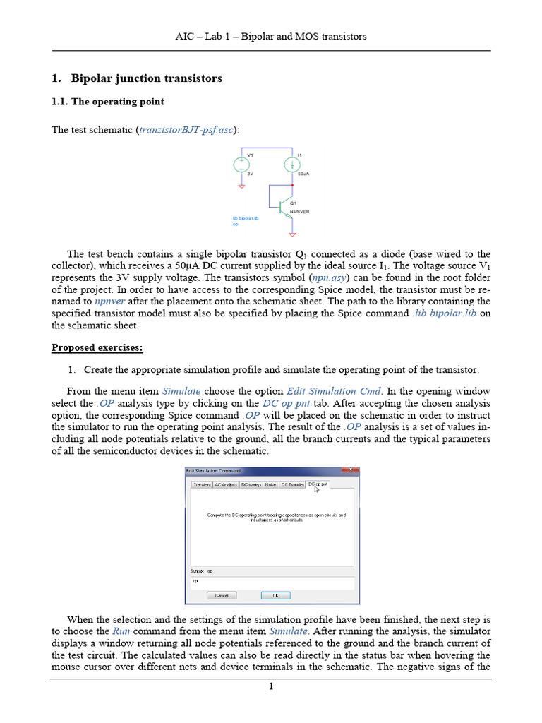 Lab1 Tranzistoare Eng | PDF | Bipolar Junction Transistor | Mosfet