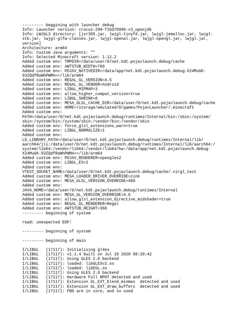 Minecraft Debug Log Analysis | PDF | Shader | Texture Mapping