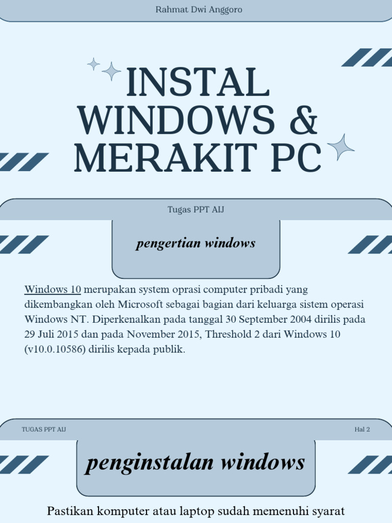 Tugas PPT Aij Instal Windows & Merakit PC | PDF