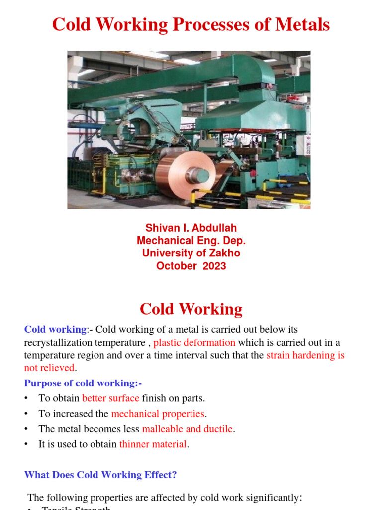 4 - Cold Working Processes of Metals | PDF | Rolling (Metalworking ...