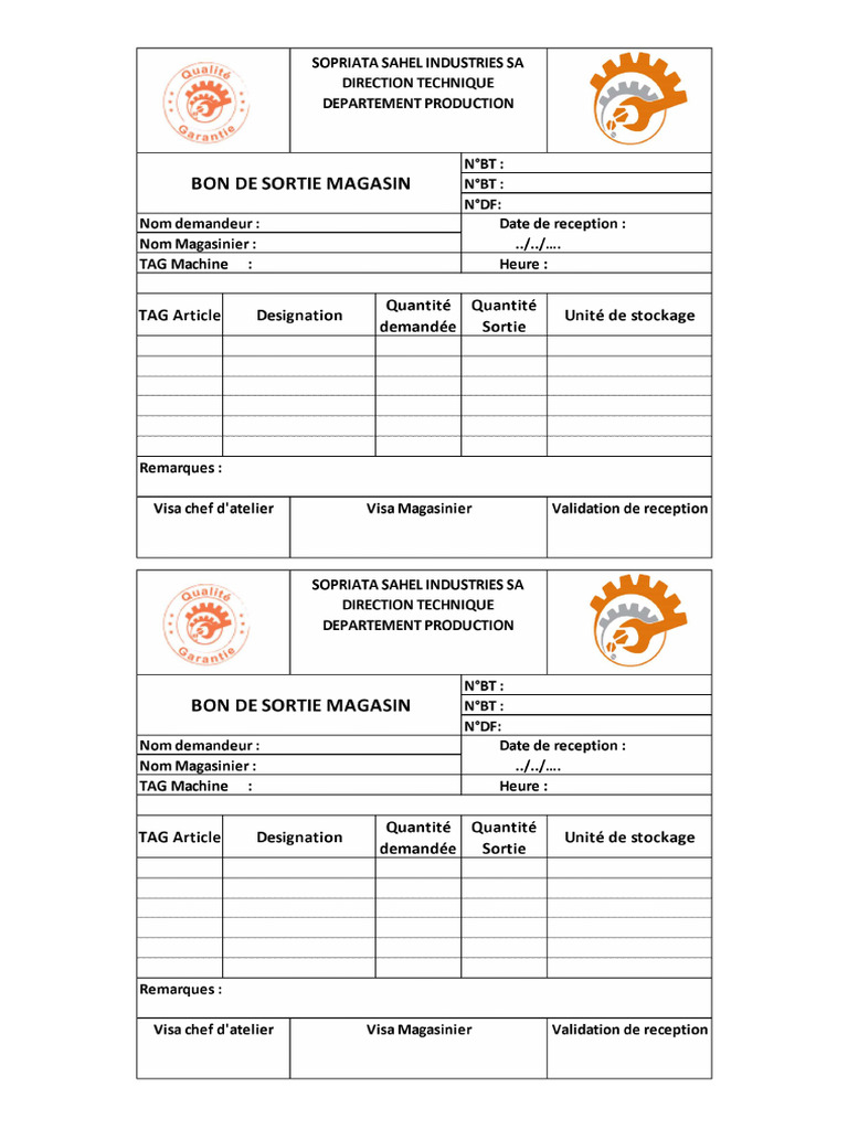Modele Bon de Sortie | PDF