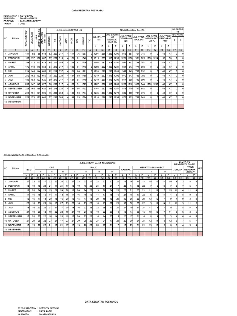 Data Kegiatan Posyandu | PDF