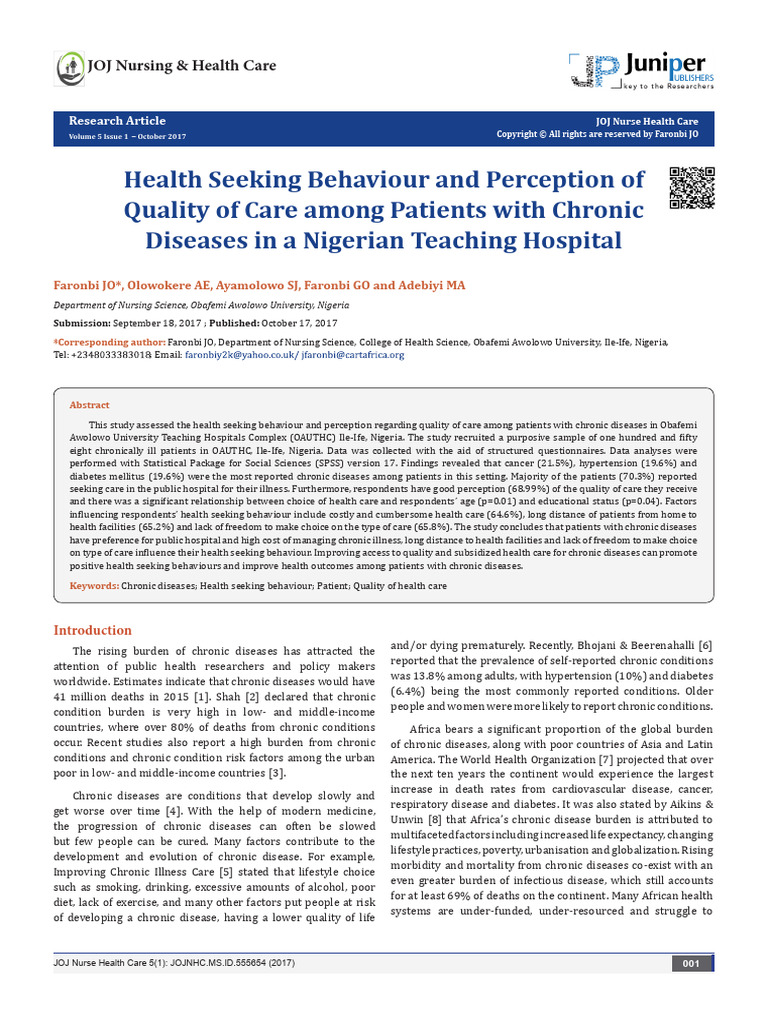 7 Health Seeking Behaviour And Perception Of Quality Of Care Pdf