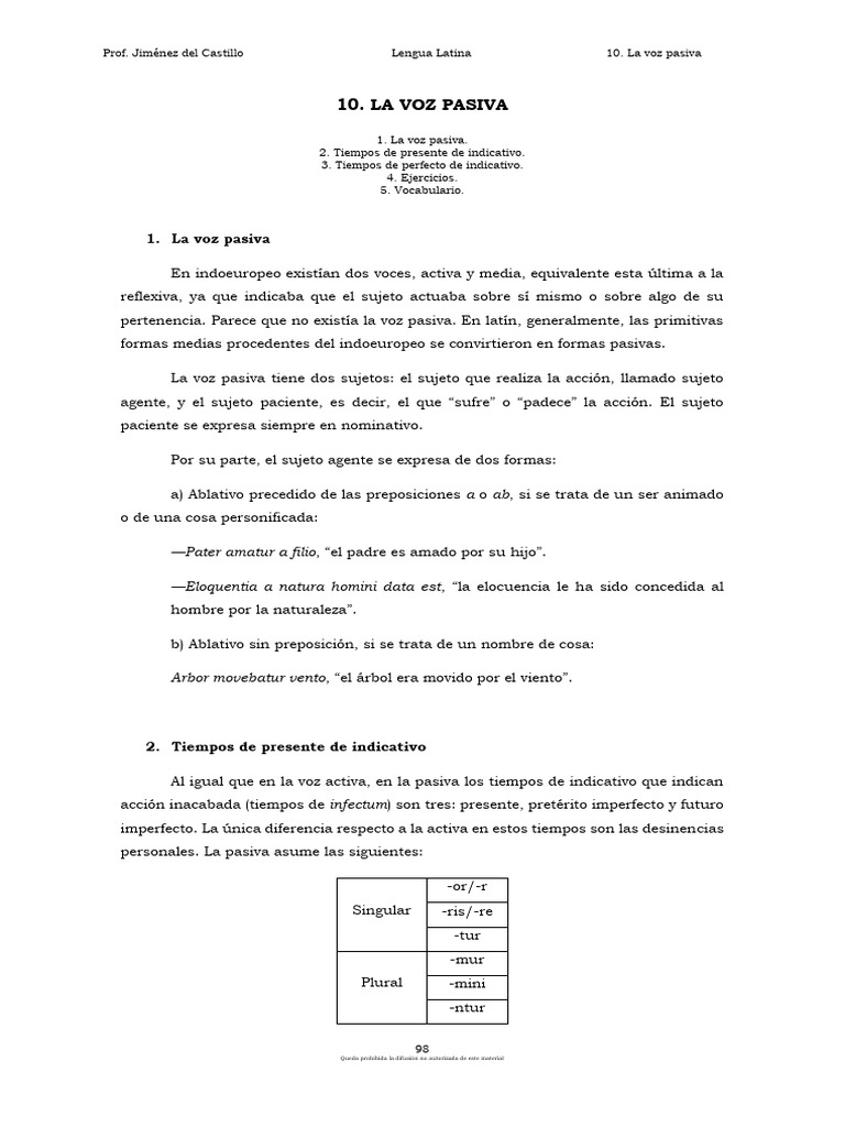 La Voz Pasiva | PDF | Verbo | latín