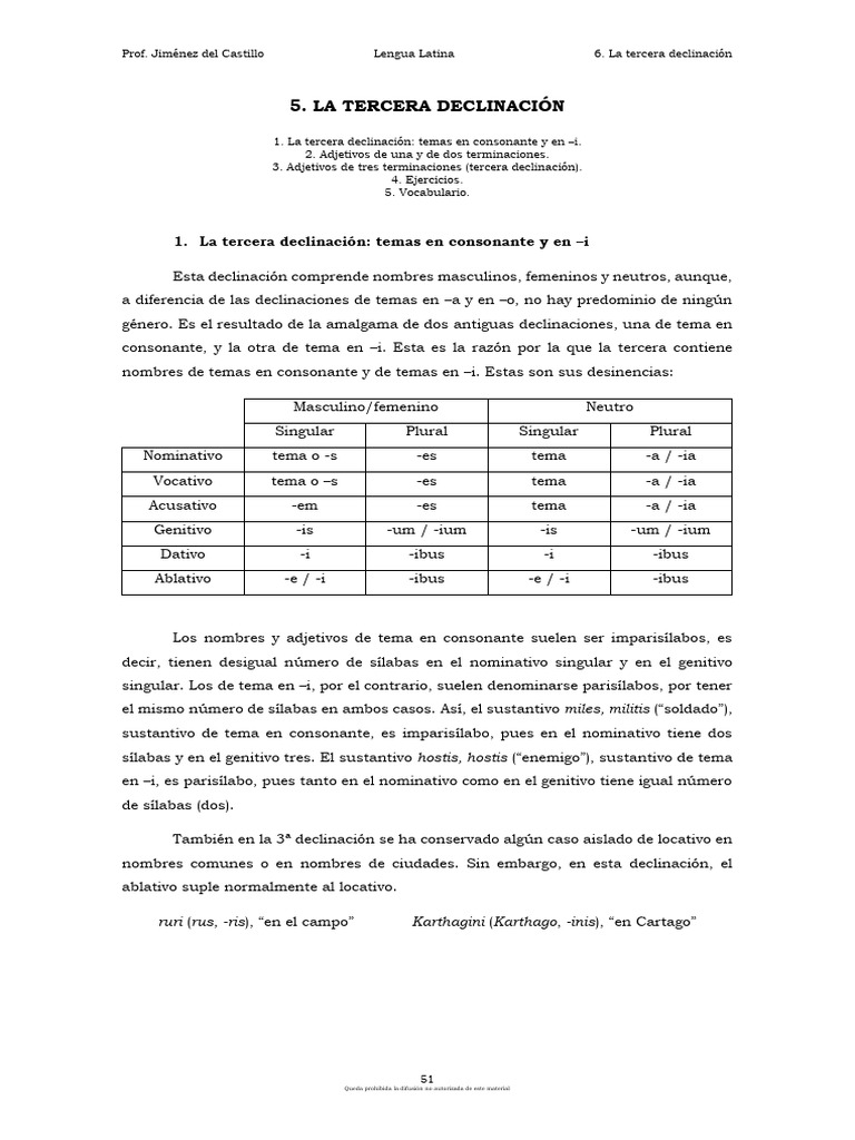 La Tercera Declinación | PDF | Género gramatical | Gramática