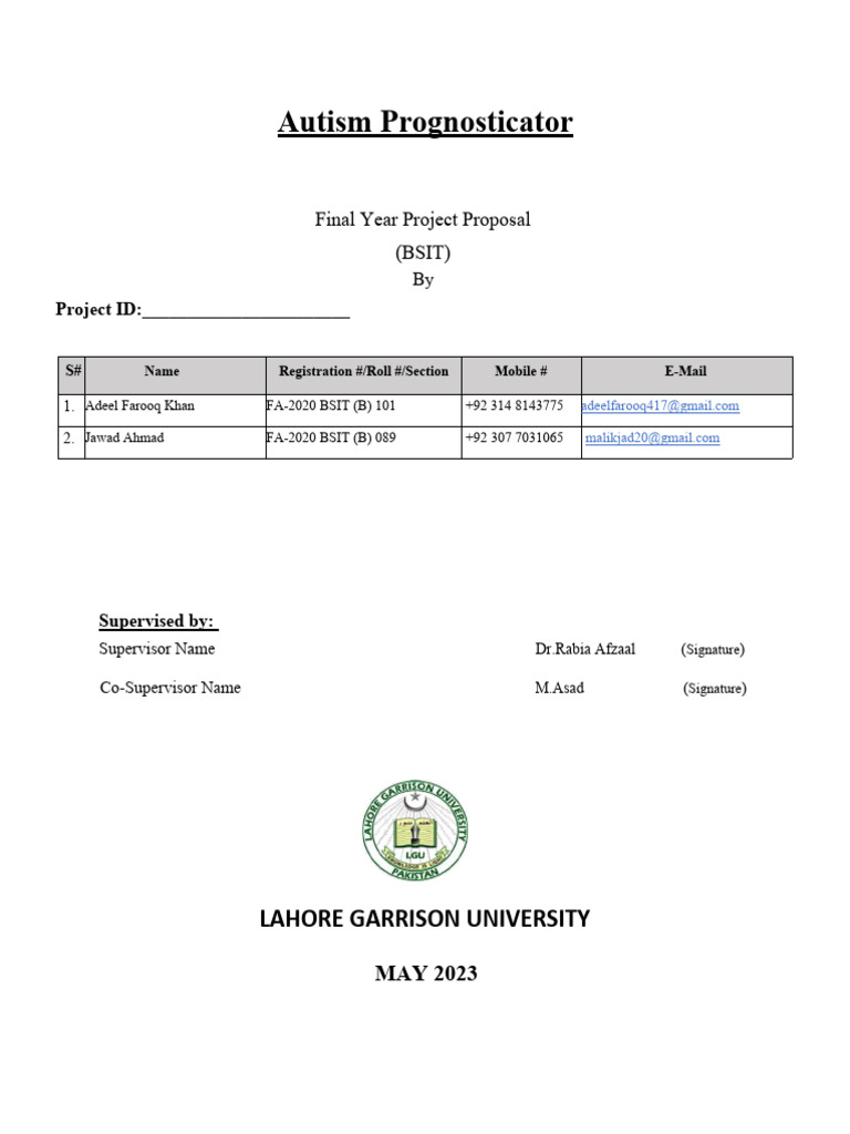 Proposal Template | PDF | Autism Spectrum | Machine Learning