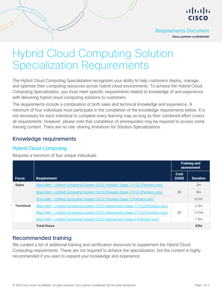 Hybrid Cloud Computing Solution Specialization Requirements Pdf Cloud Computing
