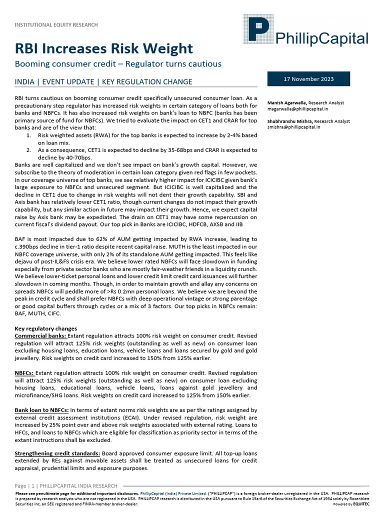 PC - RBI Increase Risk Weight 20231117072624 | PDF | Basel Iii ...