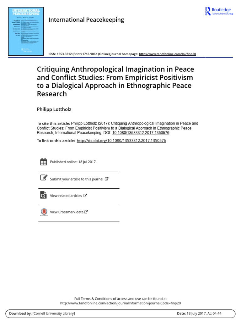 Critiquing Anthropological Imagination in Peace and Conflict Studies ...